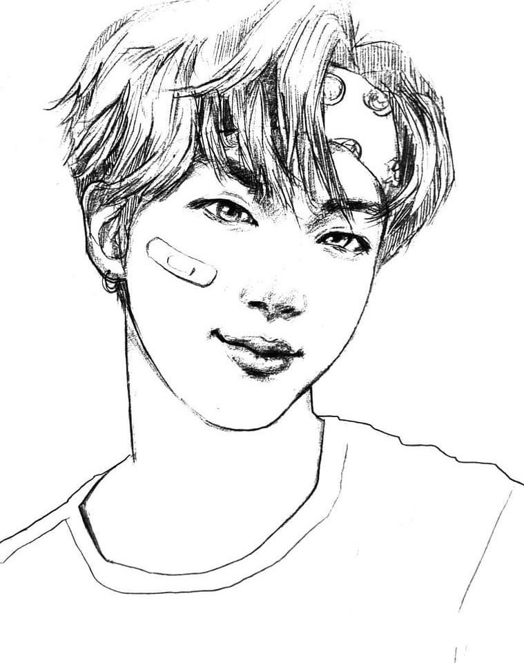 Jin Focus: Bangtan Sonyeondan Coloring Book 2022 Series 25 Pages Total ...