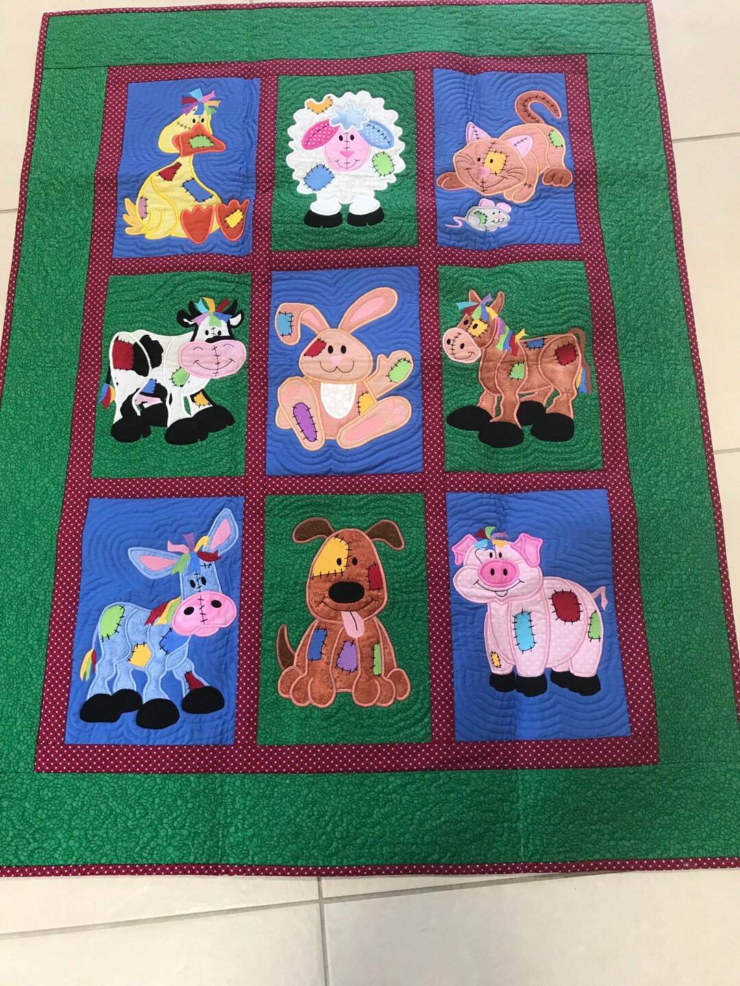 Cot Quilt Farm Animals - Etsy Australia