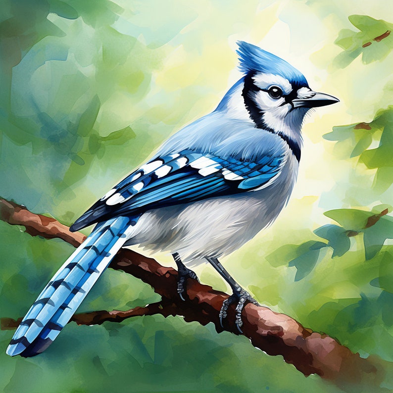 Watercolor Print, Bluejay Set, Bird, Printable Wall Art, Printable Art ...