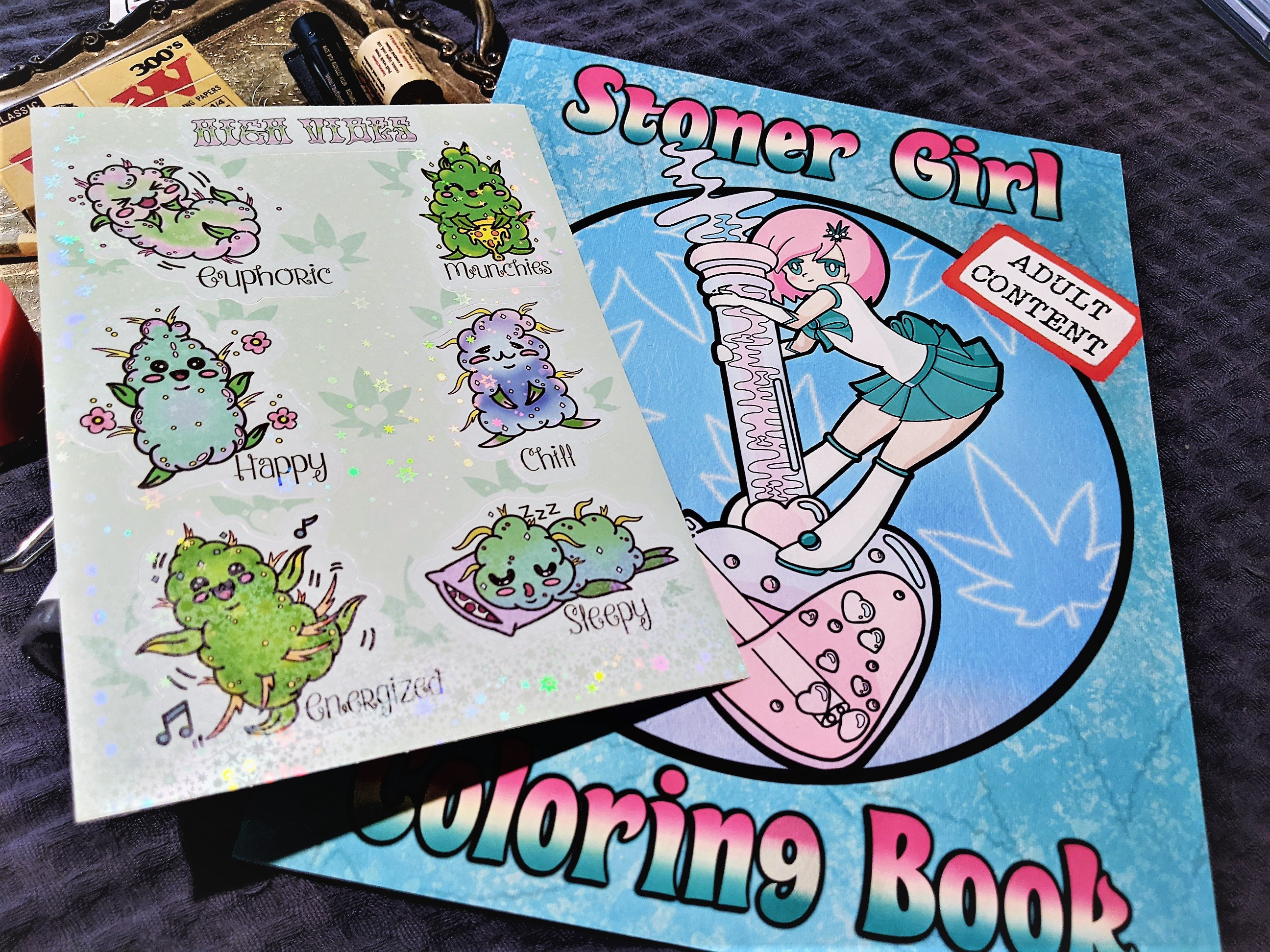 Stoner Girl Coloring Book Holographic Sticker Bundle - Etsy
