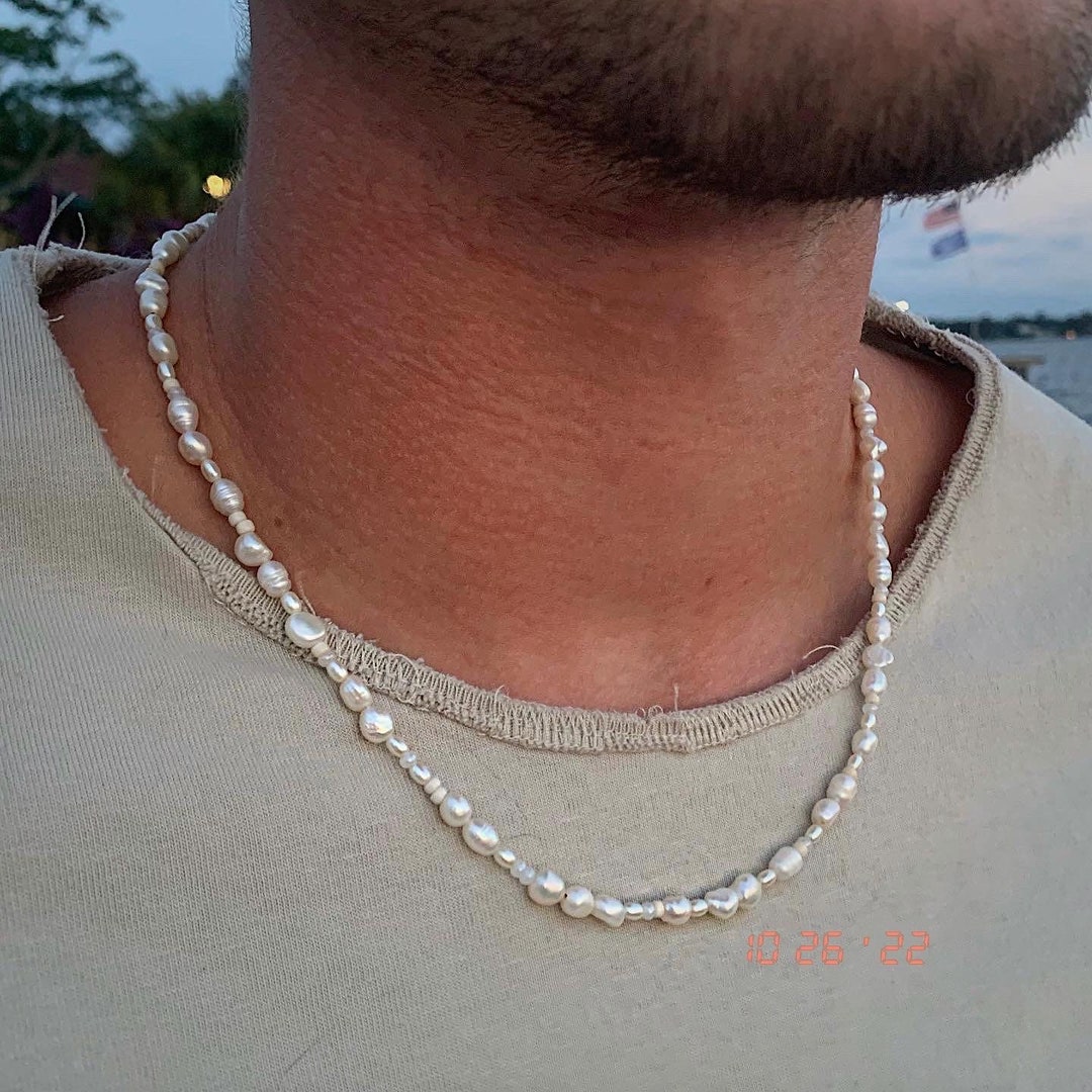Mens Freshwater Pearl Necklace, Mismatched Baroque Grade A Pearls - Etsy