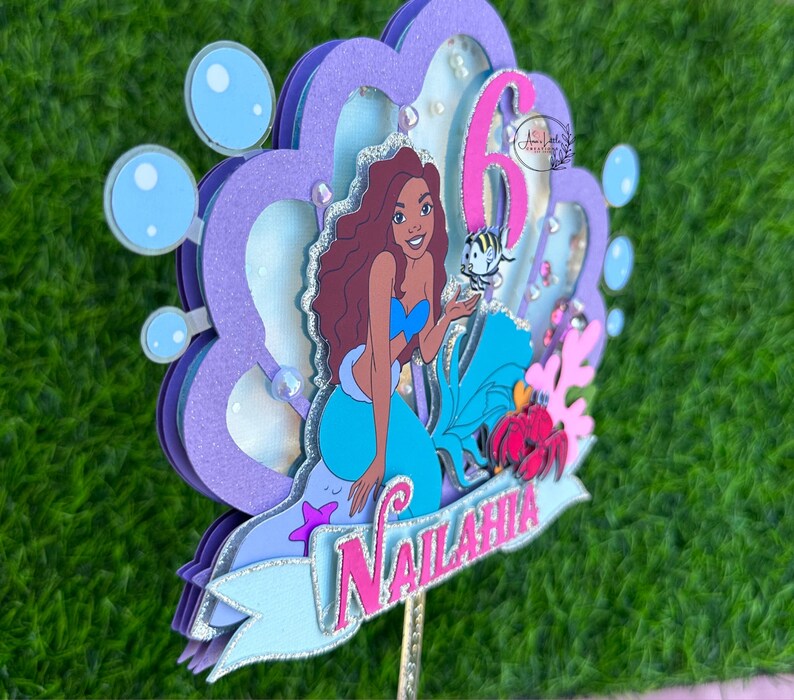Mermaid Birthday Cake Topper: 3D Shaker, Personalized Party Decor - Etsy