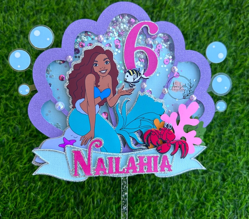 Mermaid Birthday Cake Topper: 3D Shaker, Personalized Party Decor - Etsy