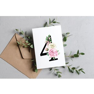 Commercial Use, Floral Numbers, Watercolor Floral Numbers, Floral ...