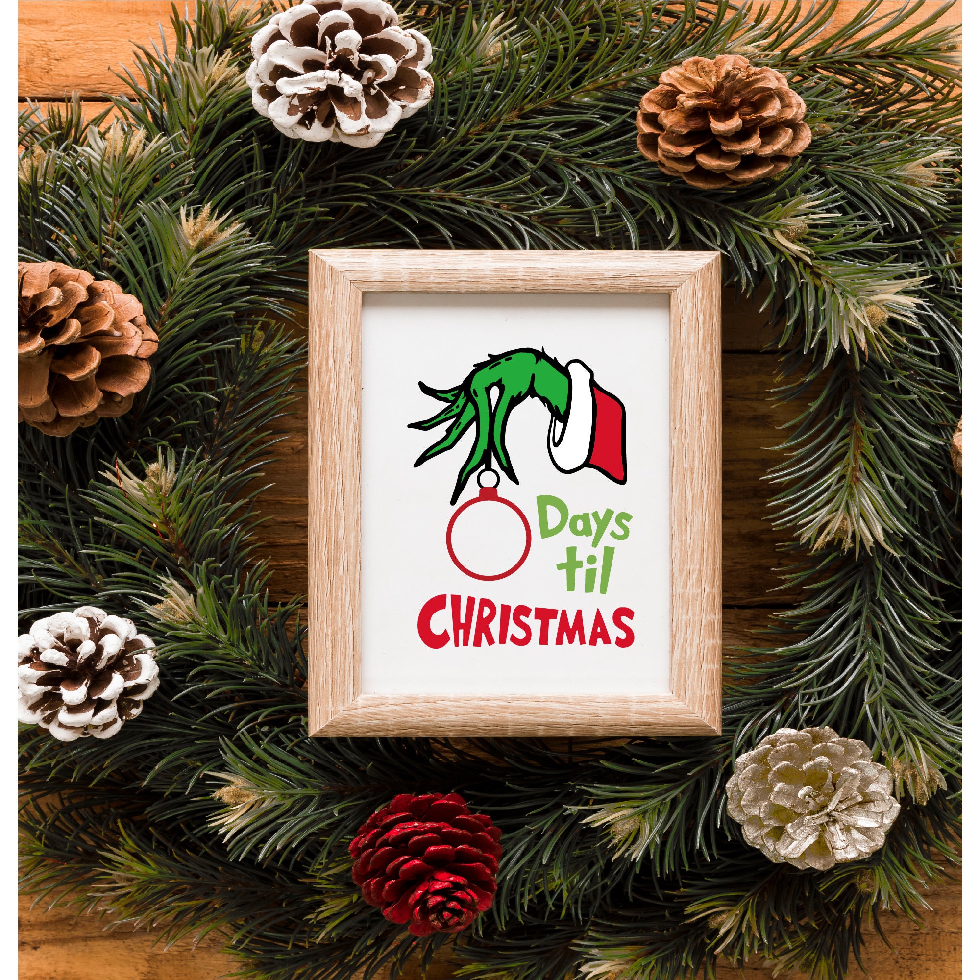 Grinch SVG, Grinch Countdown SVG, Grinch Hand Holding Ornament ...