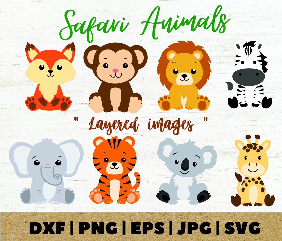 Commercila Use, Safari Animals Svg,cut File,baby Animal Svg, Layered ...