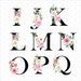 Floral Alphabet, Watercolor Floral Alphabet, Floral Alphabet, Floral ...
