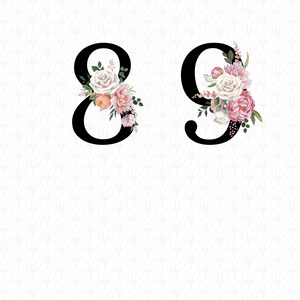 Commercial Use, Floral Numbers, Watercolor Floral Numbers, Floral ...