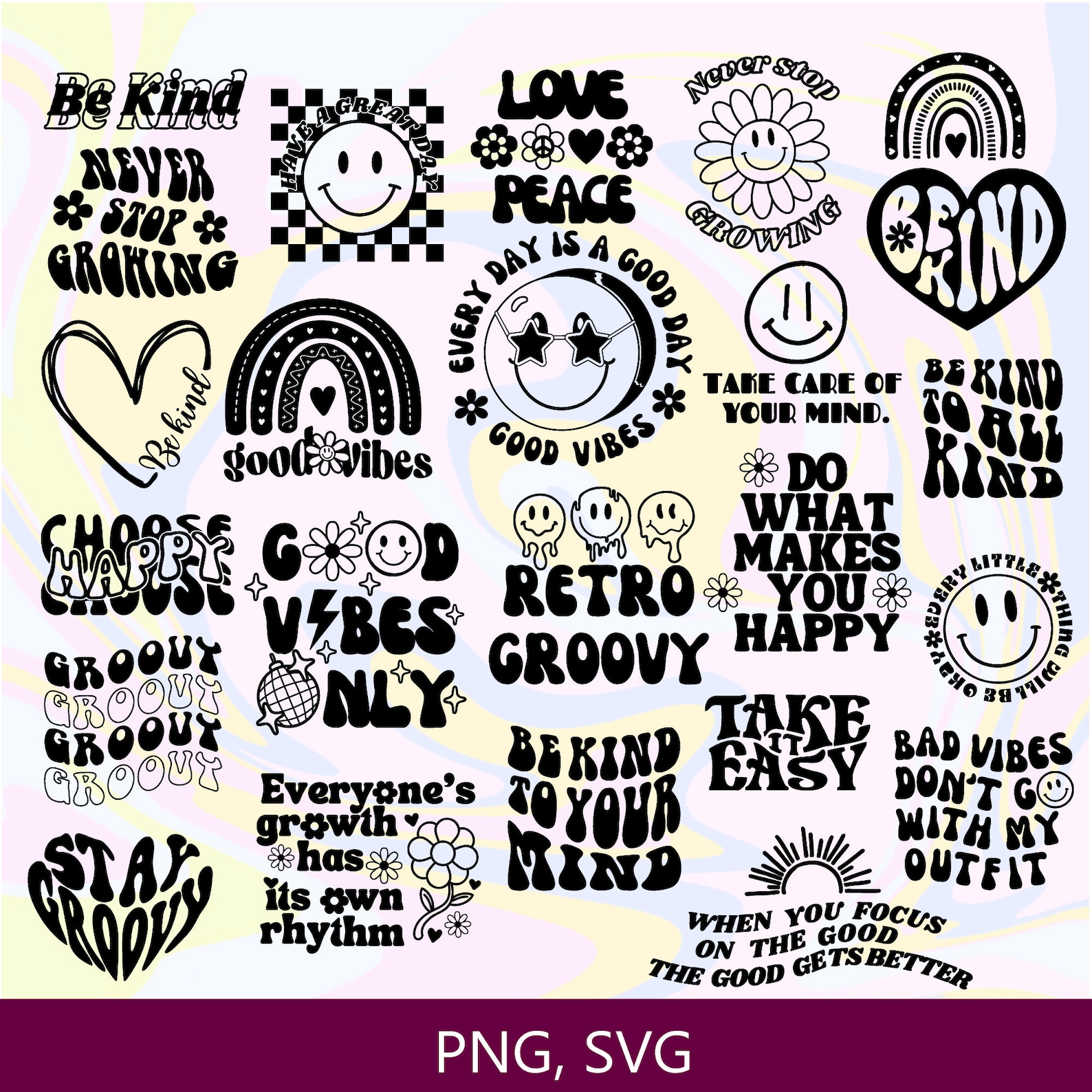 Groovy Svg Bundle Boho Svg Hippie Svg Aesthetic Svg - Etsy Australia