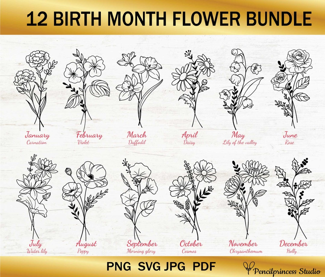 Birth Month Svg Bundle, Birth Month Flowers Svg, Wildflower Svg ...