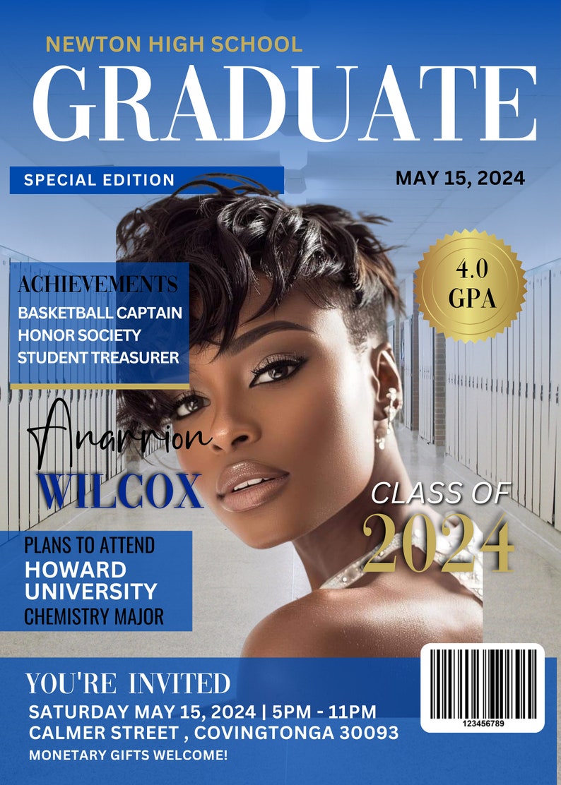 Graduation Editable Magazine Template - Etsy