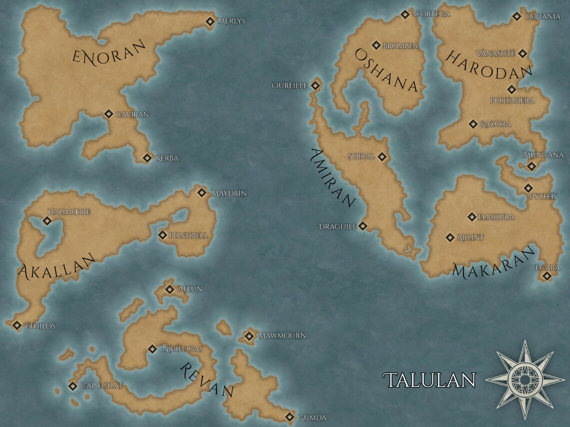 Parchment Style Map - Realistic or Fantastic - Etsy
