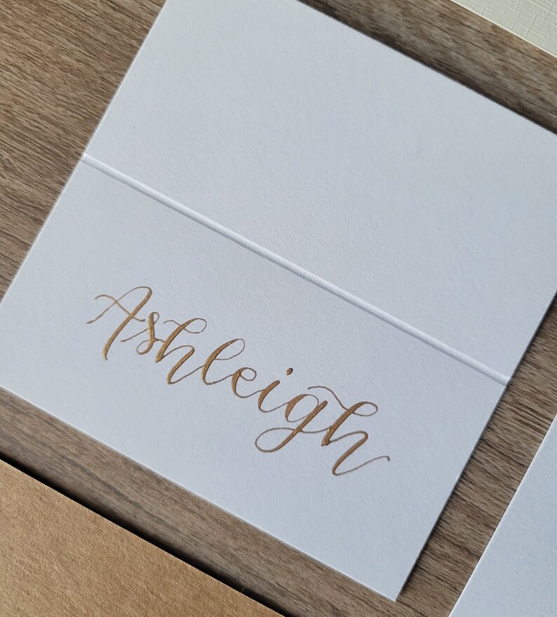 Handwritten Calligraphy Place Cards: Folded Wedding, Holiday, Event ...