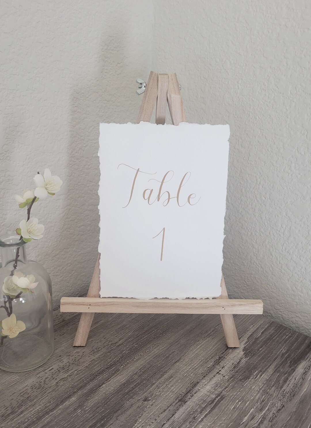 Calligraphy Table Number Signs, Hand Torn Deckle Edge Table Signs ...