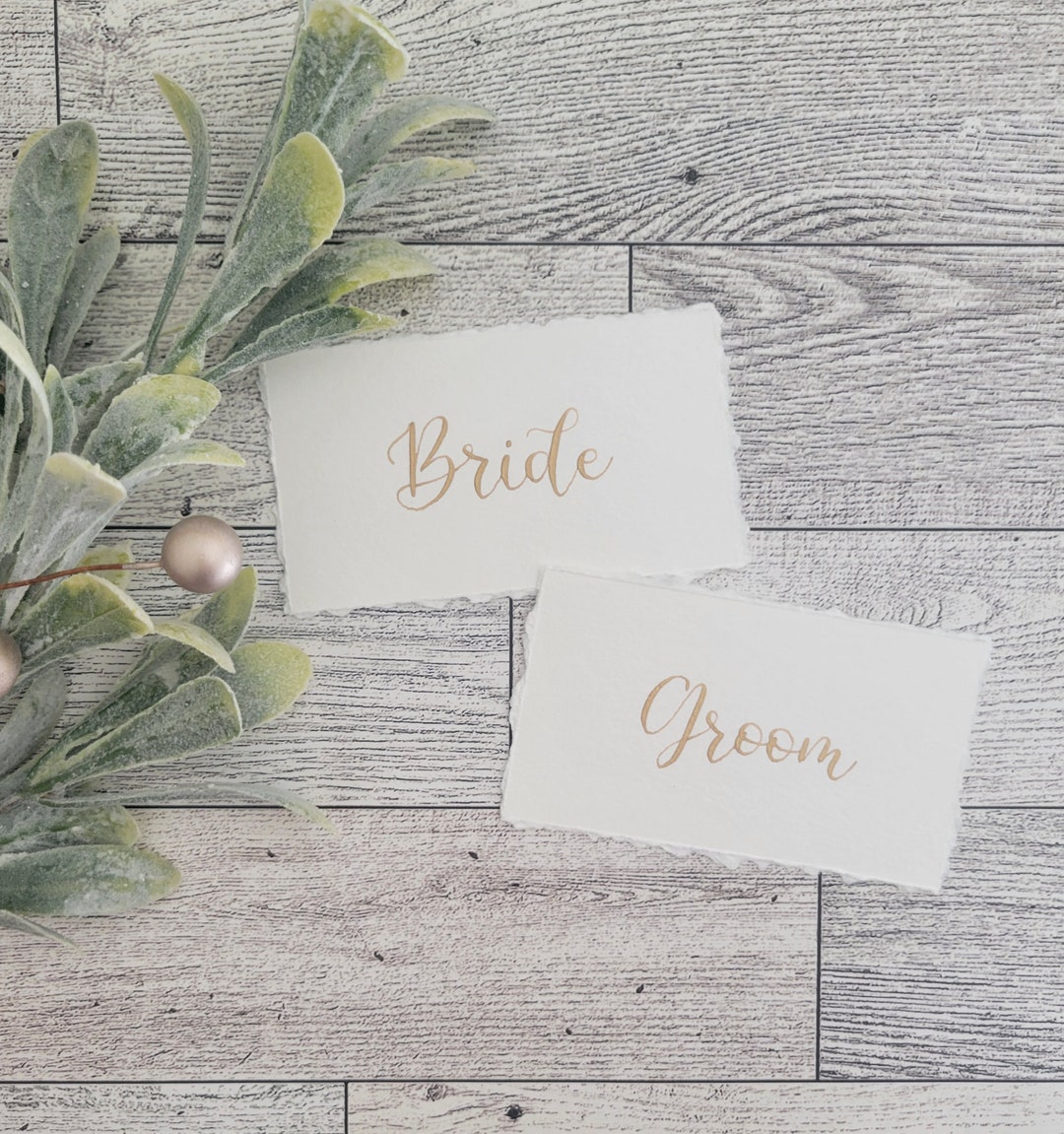 Flat Place Cards With Deckled Edge, Calligraphy Place Cards ...