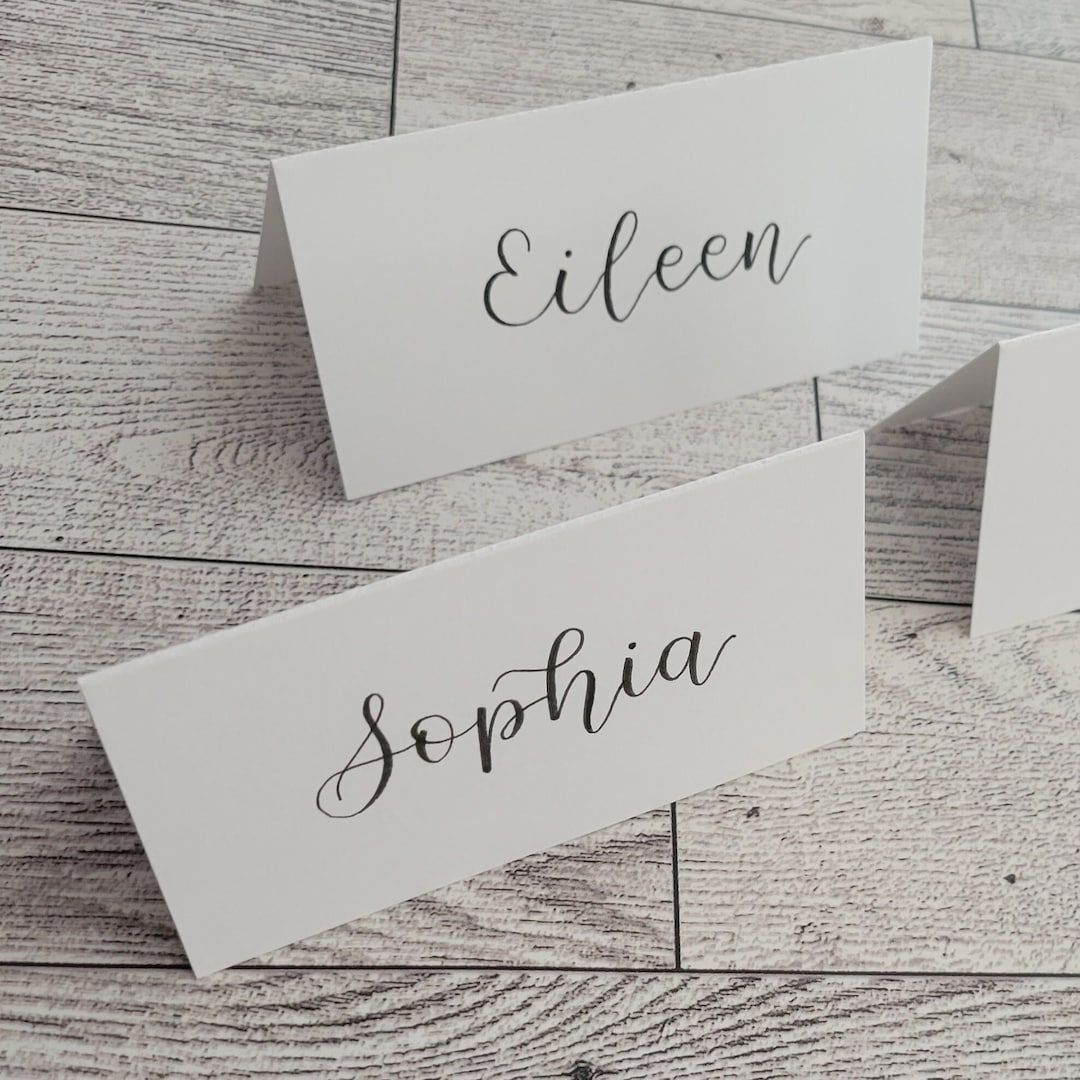 Handwritten Calligraphy Place Cards: Folded Wedding, Holiday, Event ...
