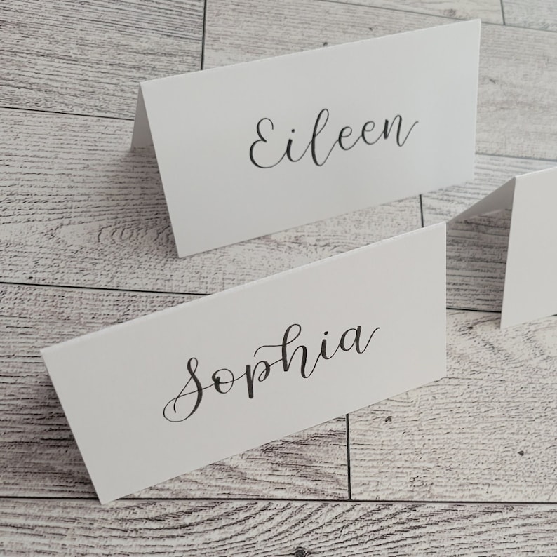 Handwritten Calligraphy Place Cards: Folded Wedding, Holiday, Event ...
