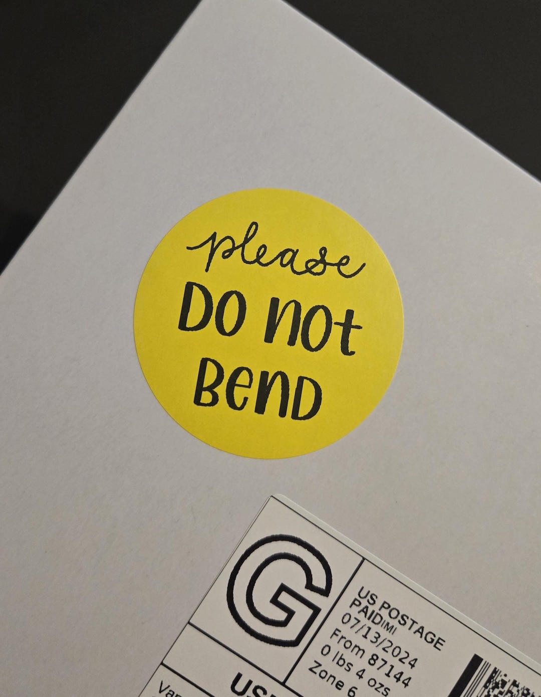 Do Not Bend Stickers, Yellow Thermal Circle Stickers, Small Business ...