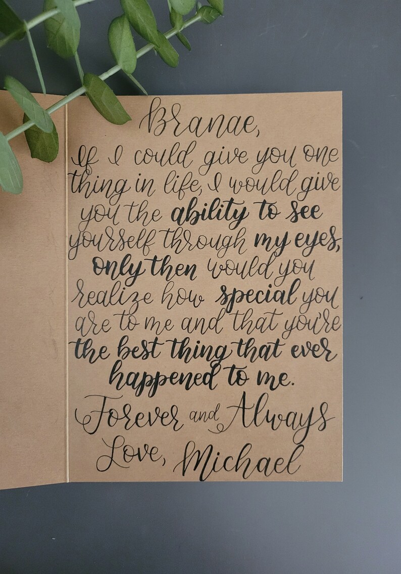 Custom Calligraphy Card Hand Lettered Card Card for - Etsy