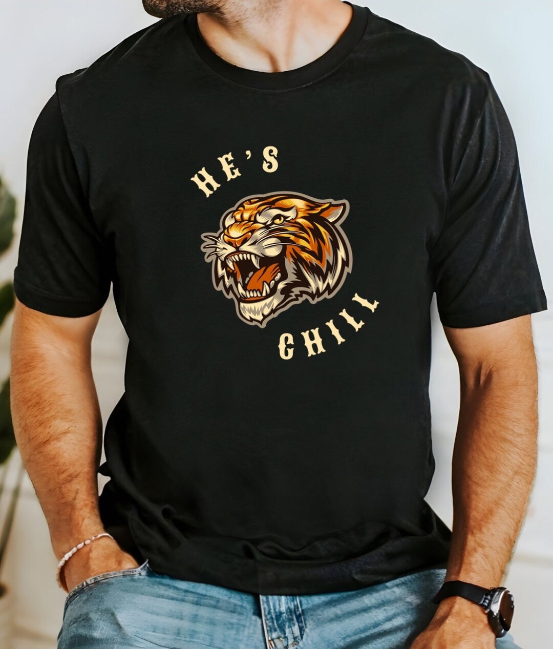 Tiger, He Cool, Chill, Chillax, Mens Gift, Relax, Funny, Unisex Jersey ...