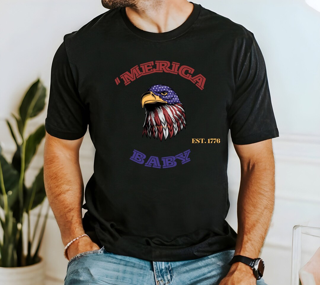 MERICA BABY, America, U.S.A., Patriotic, Unisex Jersey Short Sleeve Tee ...