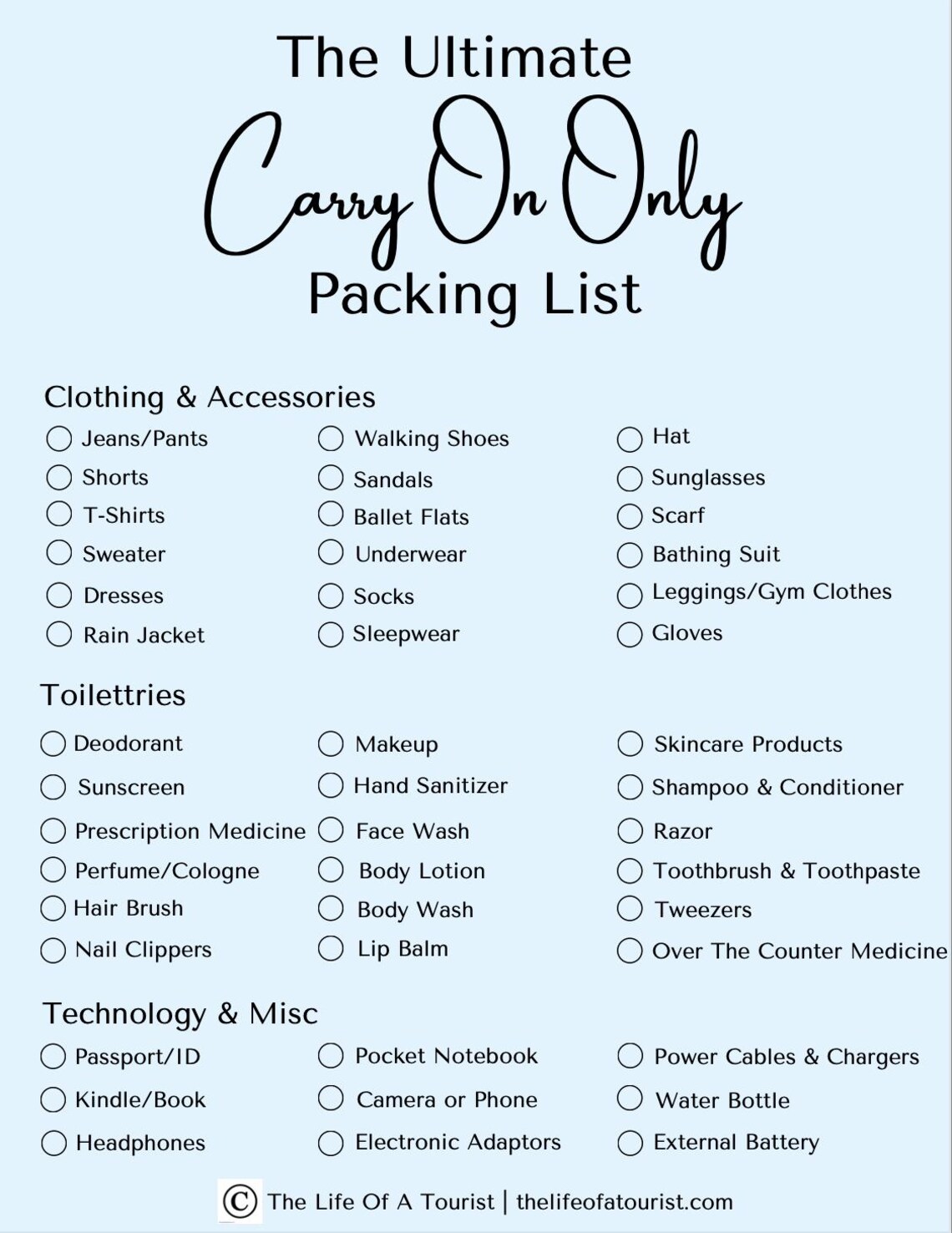 Travel Packing List, Travel Checklist Printable, Travel Planner, Travel ...