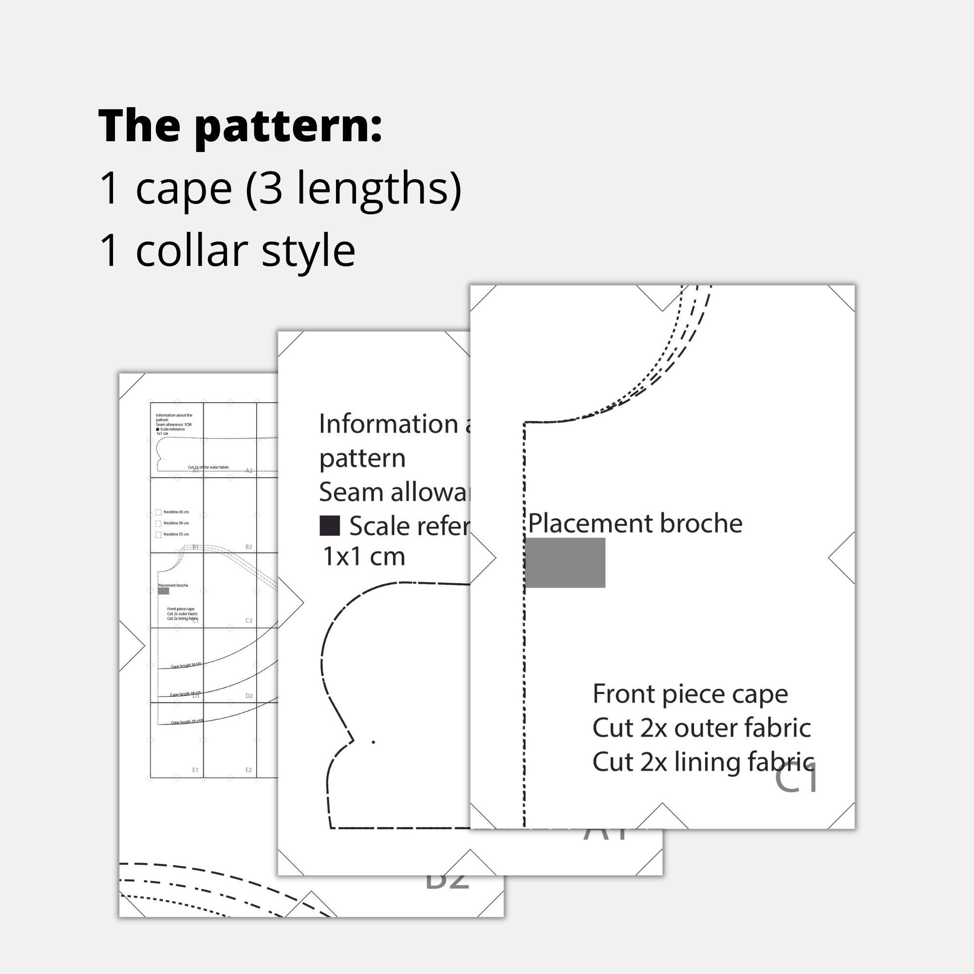 Sewing Pattern Pdf Cape With Collar Cape Has 3 Lengths - Etsy