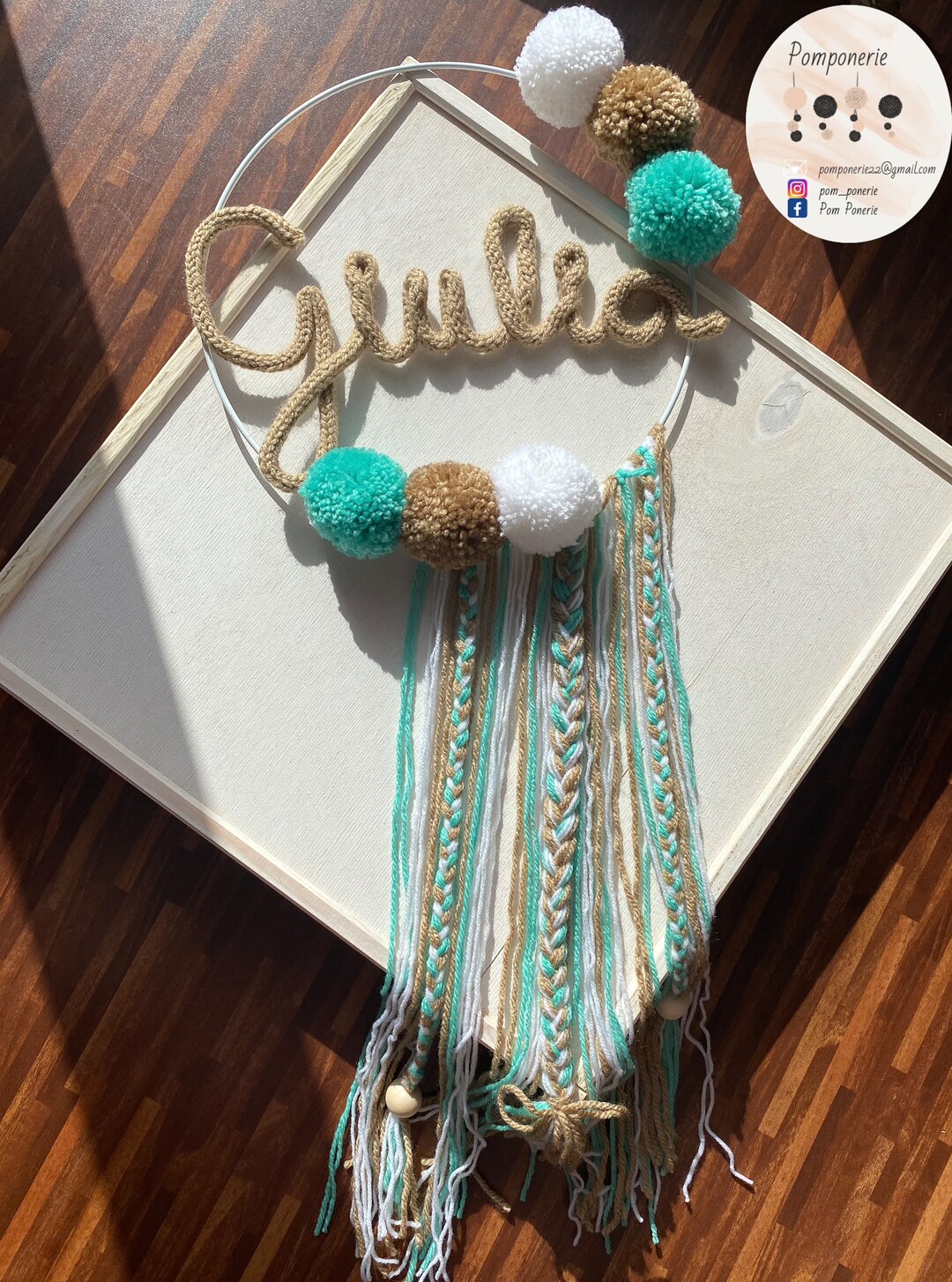 Tricotin First Name Crown Baby Pompoms Pearls Giulia - Etsy