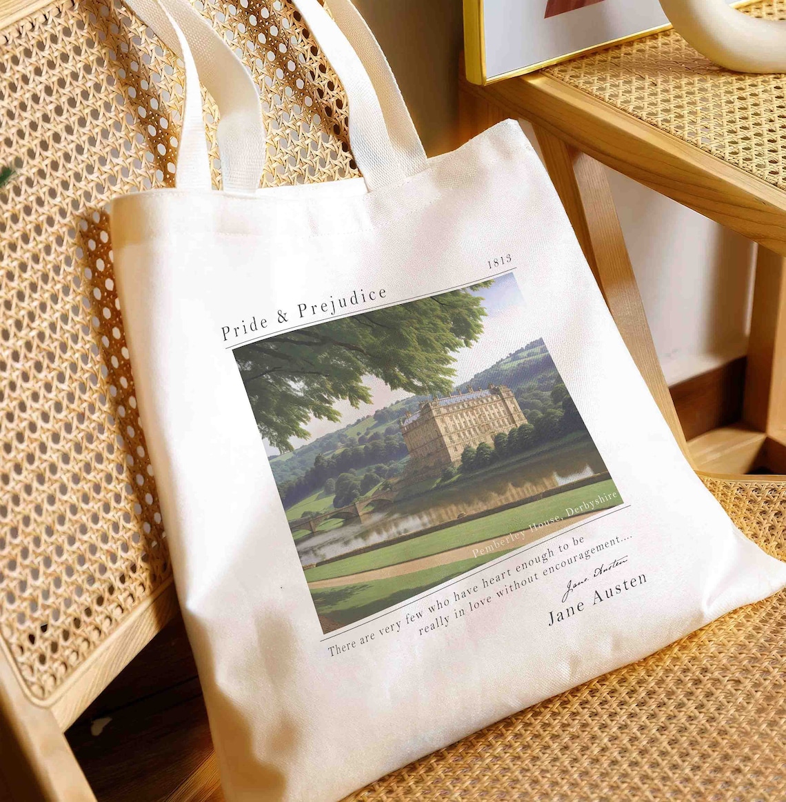 Pride and Prejudice Tote Bag, Pemberley House Tote Bag, Mr. Darcy and ...