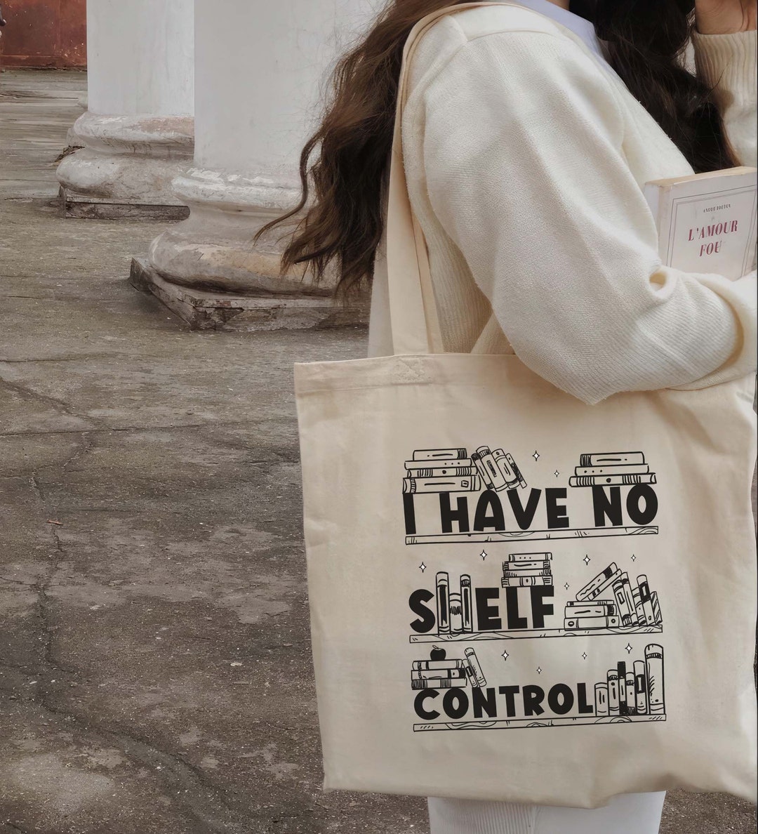I Have No Shelf Control Tote Bag, Abibliophobia Tote Bag, Bookish Gift ...