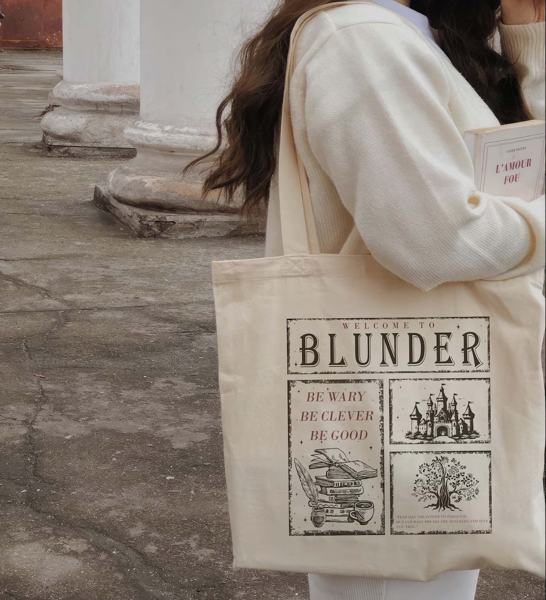 One Dark Window Tote Bag, Blunder Be Wary Be Clever Be Good, Licensed ...