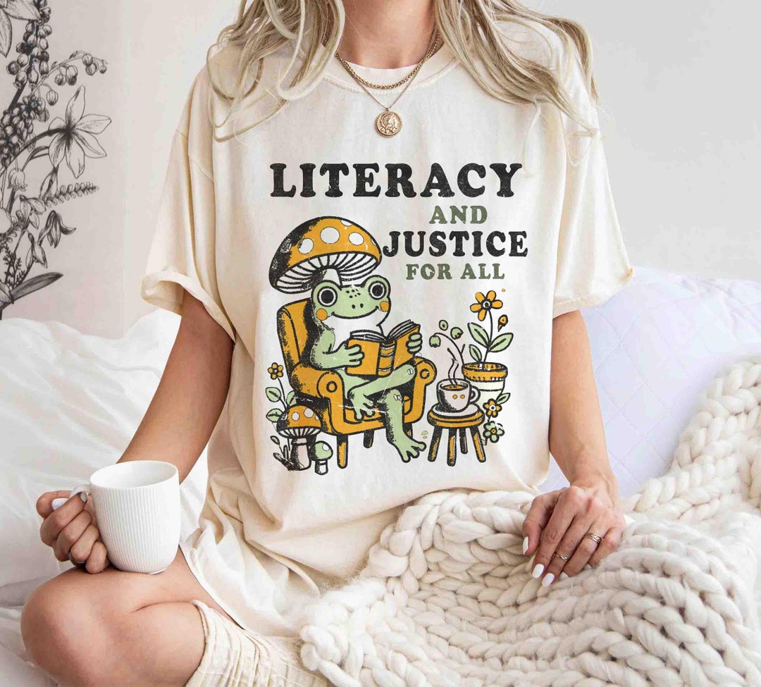 Reading Shirt for Women, Literacy and Justice for All, Teacher Tshirt ...
