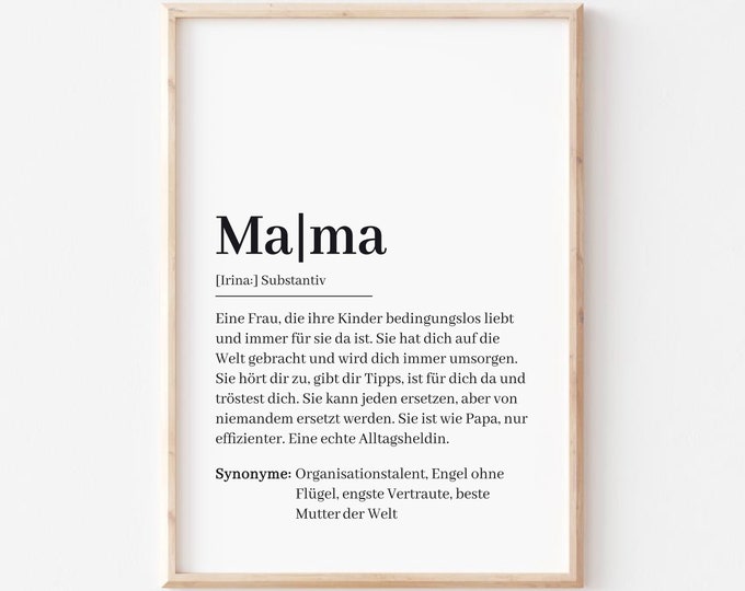 Mama Definition Poster • Mama Poster, Mama Bild, Bild mit Mama ...