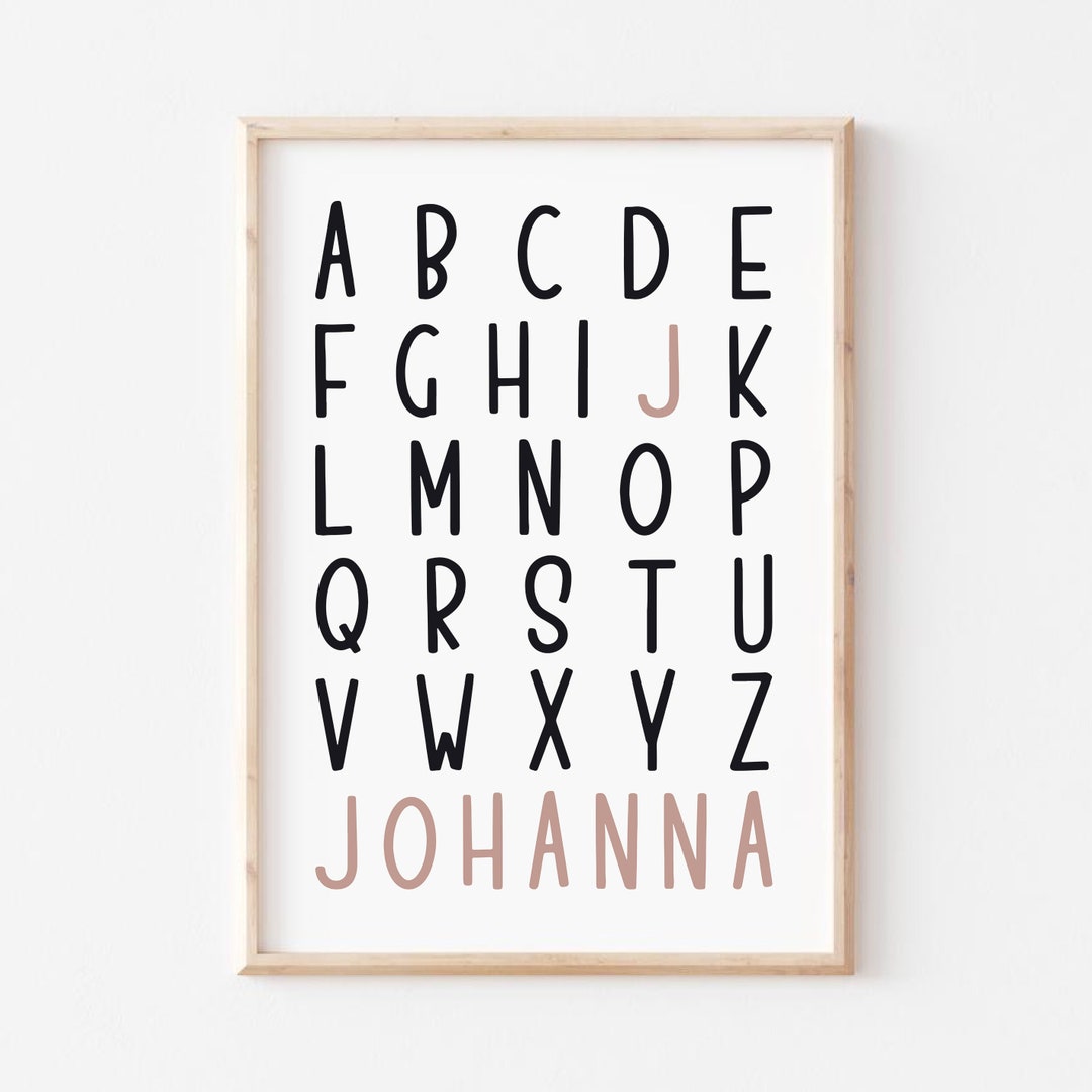 ABC Poster Personalisiert Mit Namen • Kinderzimmer Lernposter ...