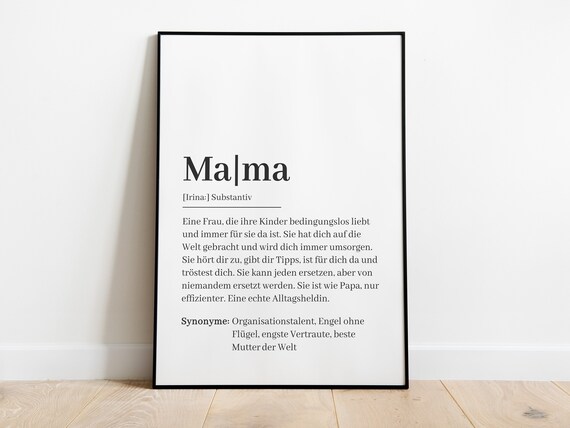 Poster Mama Definition Mama Poster Personalisiert Geschenk | Etsy