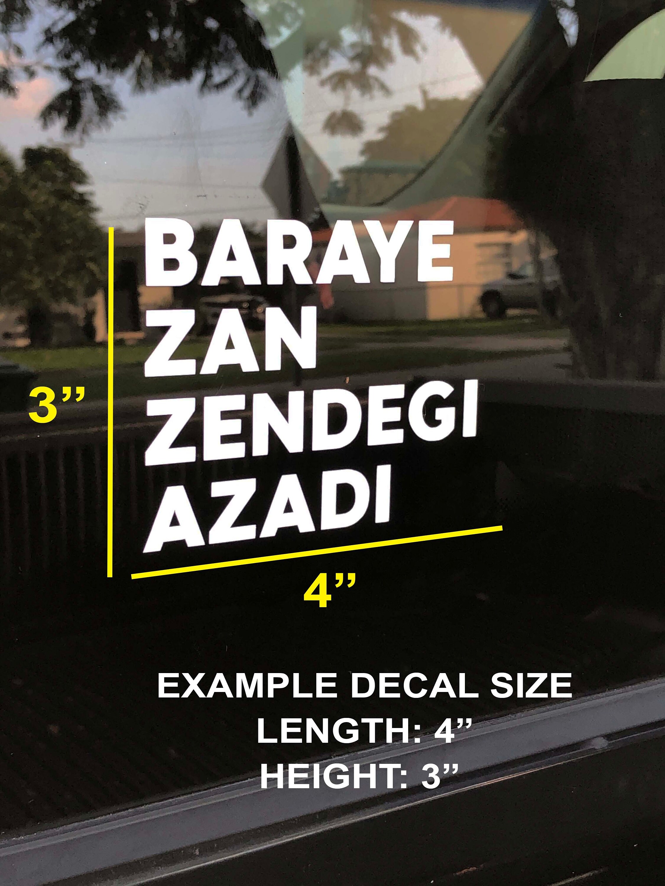 Baraye Decal, Baraye Zan Zendegi Azadi Decal, Woman Life Freedom Decal ...