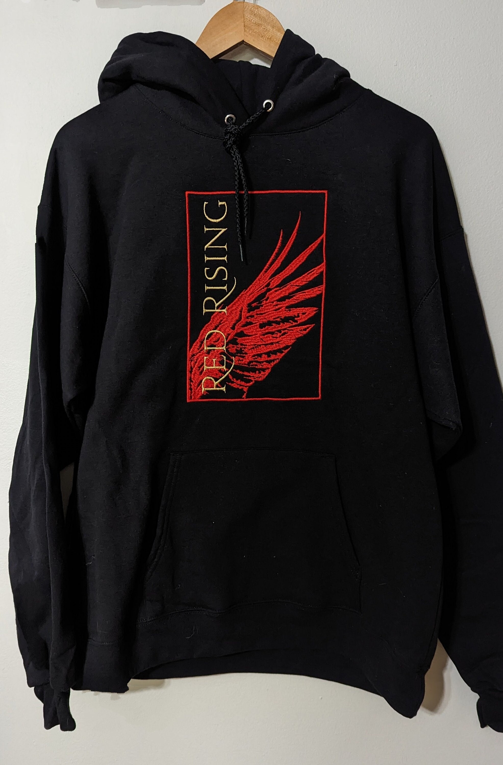 Red Rising Embroidered Hoodie - Etsy