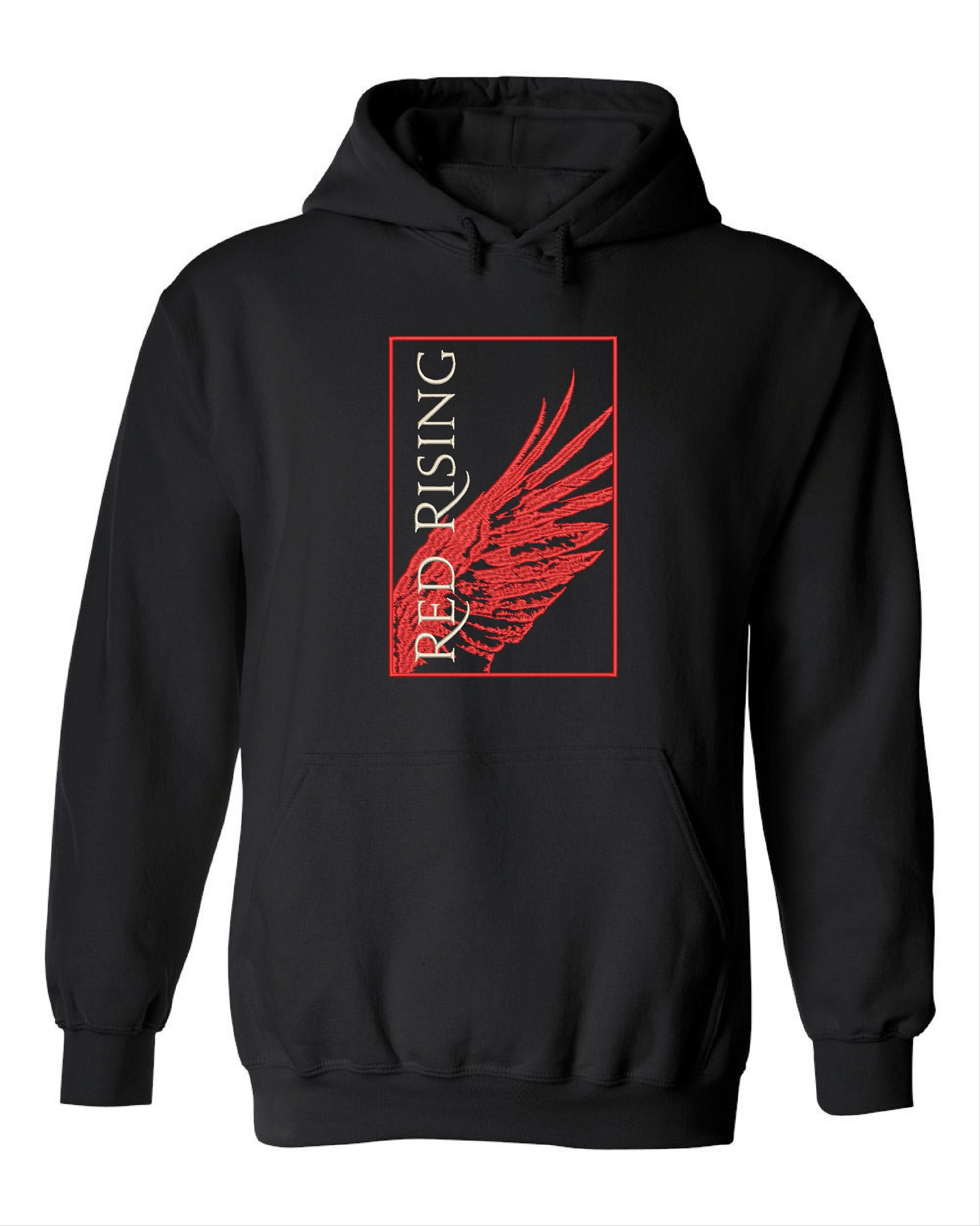 Red Rising Embroidered Hoodie - Etsy