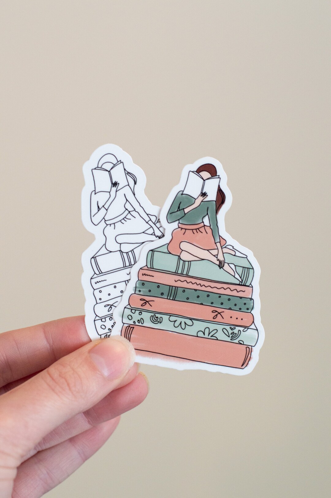Girl Reading Sticker Reader Sticker Bookish Sticker Book Lover Sticker ...