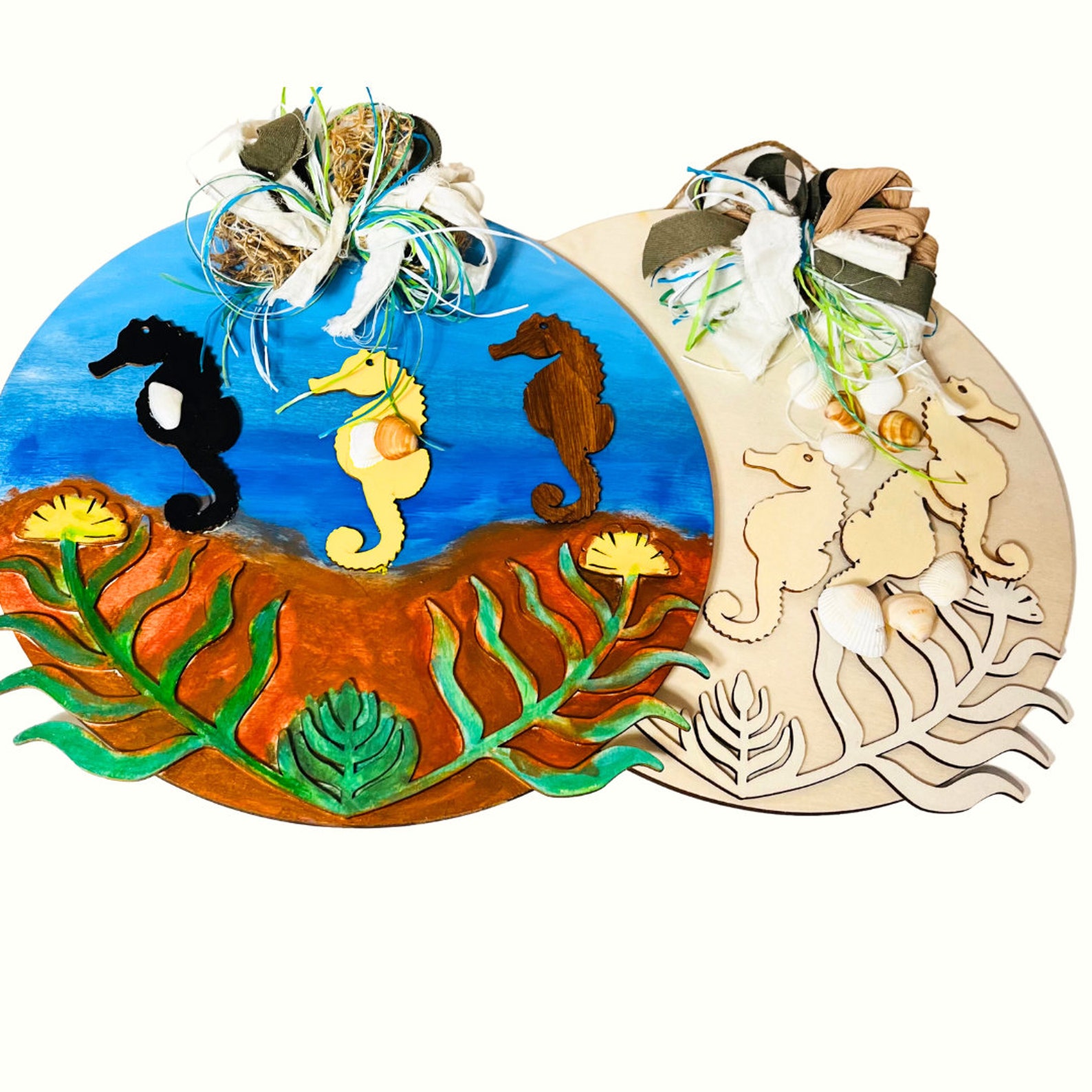 DIY Seahorses and Seashells Wall Art Kit, Beach Craft Kit, Beach Gift ...