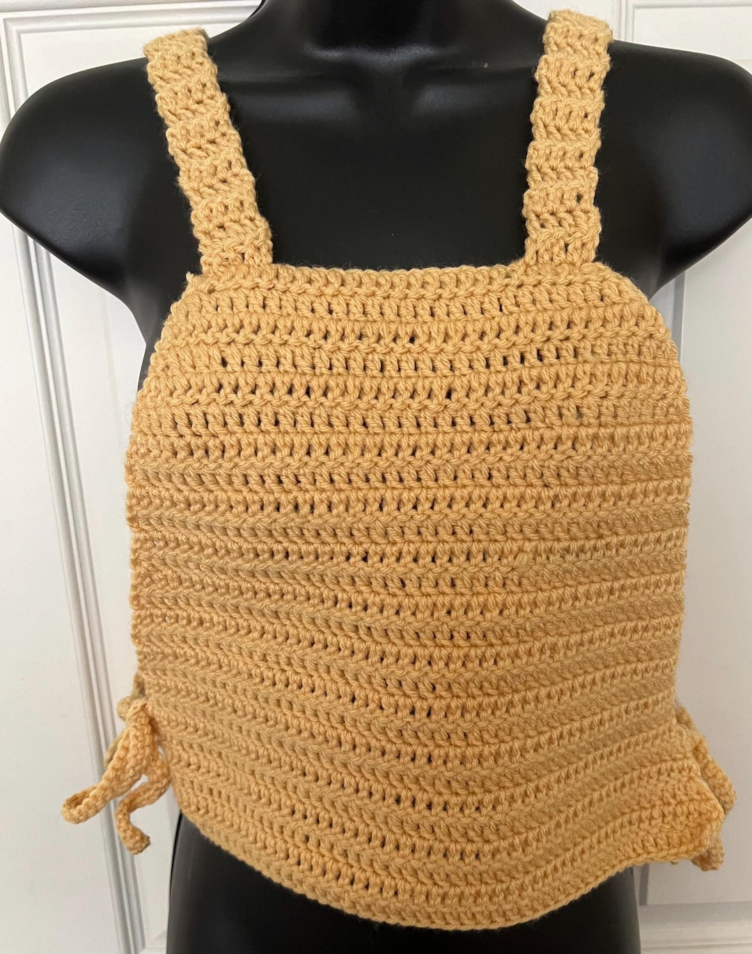 Crop Tank Top- Side Ties Triangle Shape Handmade Crochet - Etsy