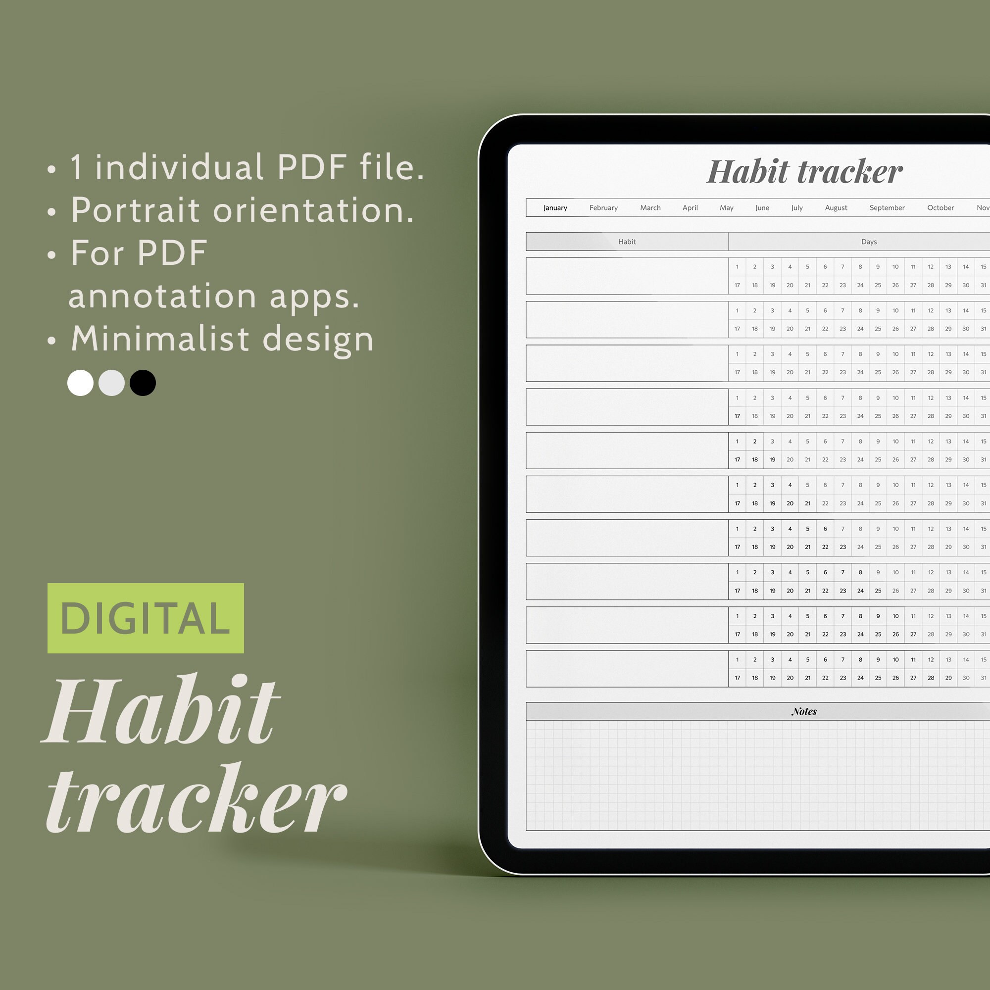 Digital Habit Tracker Goodnotes Template Notability - Etsy