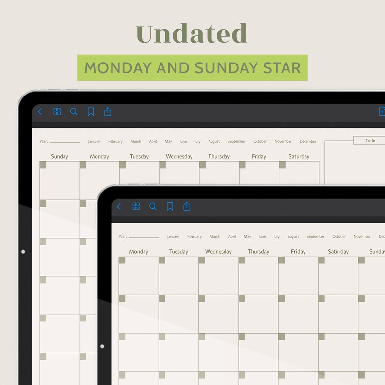 Undated Monthly Planner Templates | Landscape | Blank Monthly Calendar ...