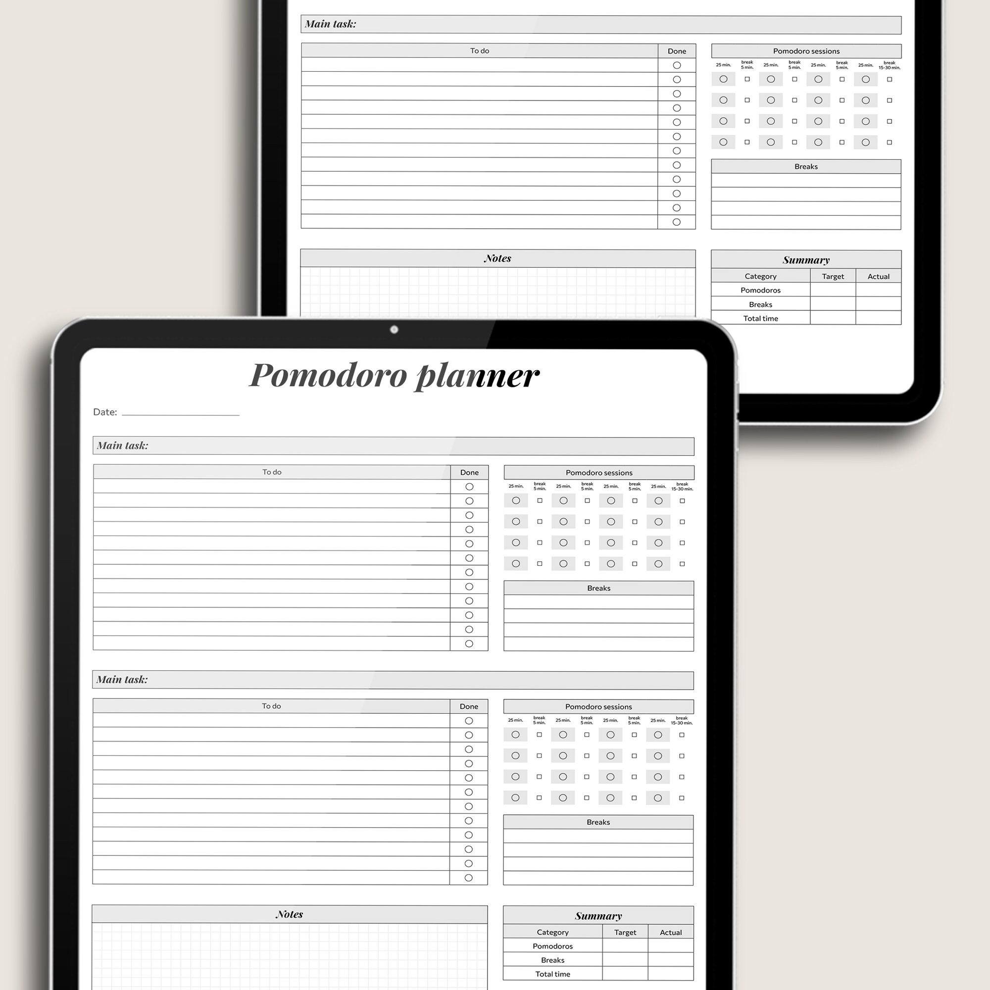 Pomodoro Planner Goodnotes Template: Minimalist Study Technique (PDF ...