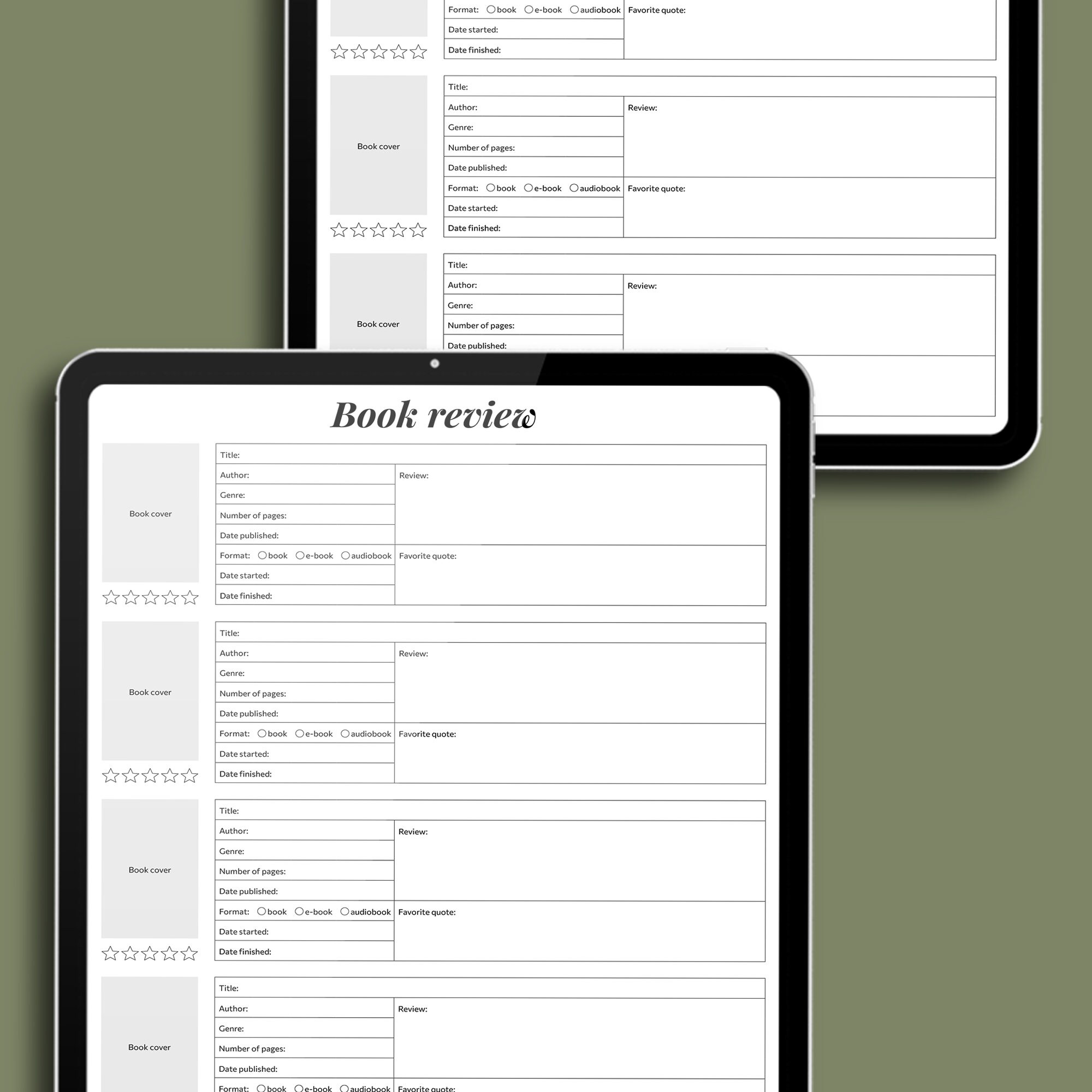 Book Review Digital Reading Log Book List Goodnotes Ipad - Etsy