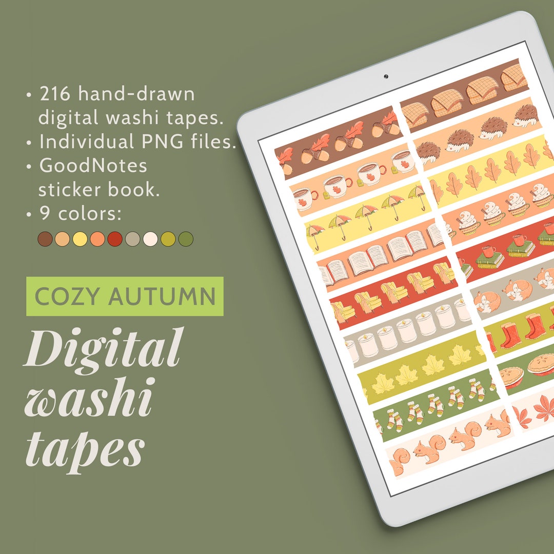 Fall Digital Sticker | Digital Washi Tapes | Autumn Clipart | Cute ...