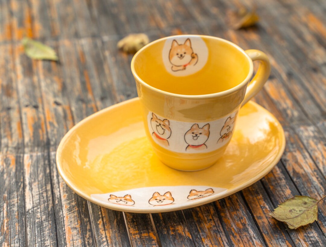 Japanese Cute Hand-painted Shiba Inu Dogs Coffee Mug Bowl and - Etsy