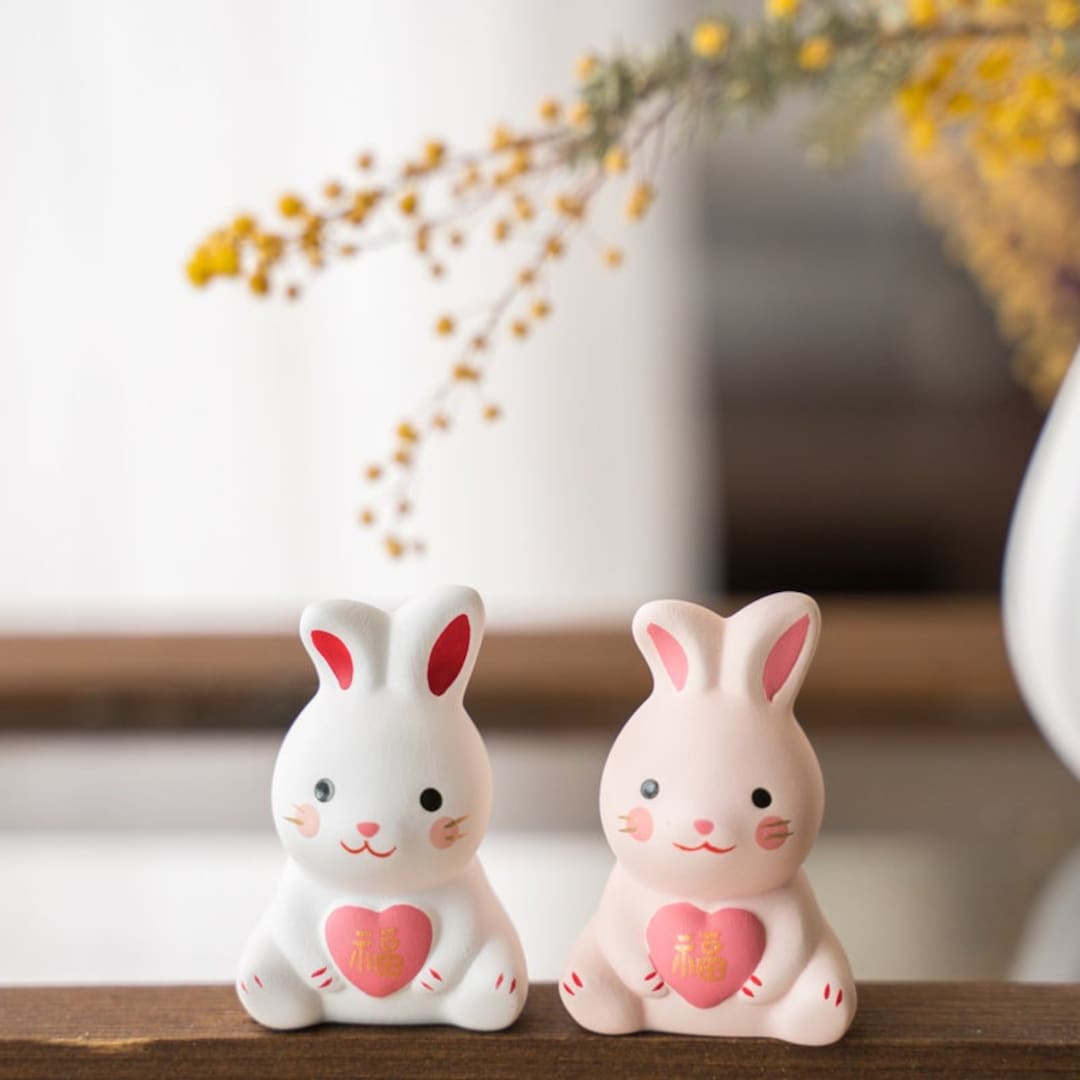 Cute Bunny Figurine, Adorable Rabbit Figure, Rabbit Desktop Ornament ...