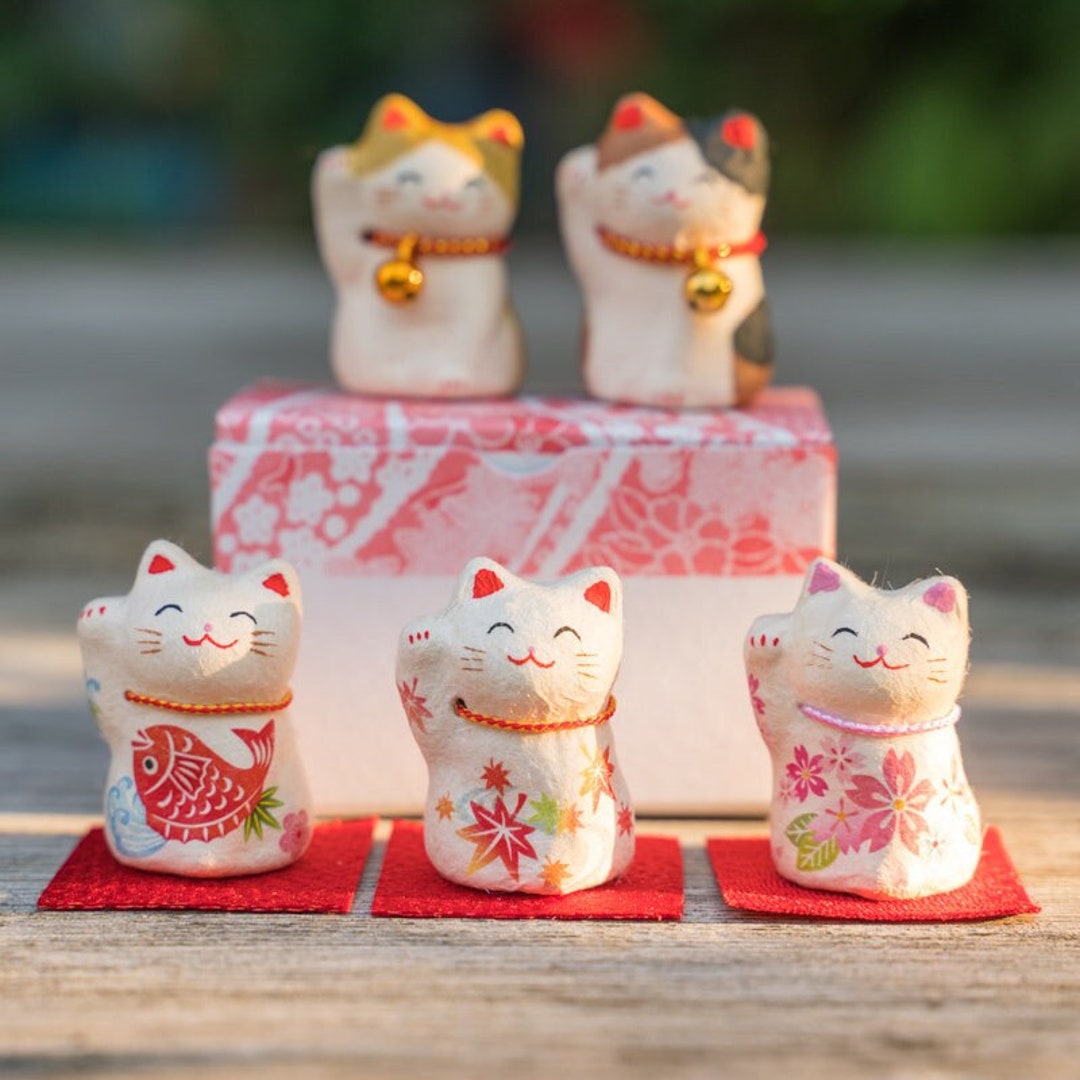 Japanese Lucky Neco Cat Figurinelucky Money Cat Desktop - Etsy