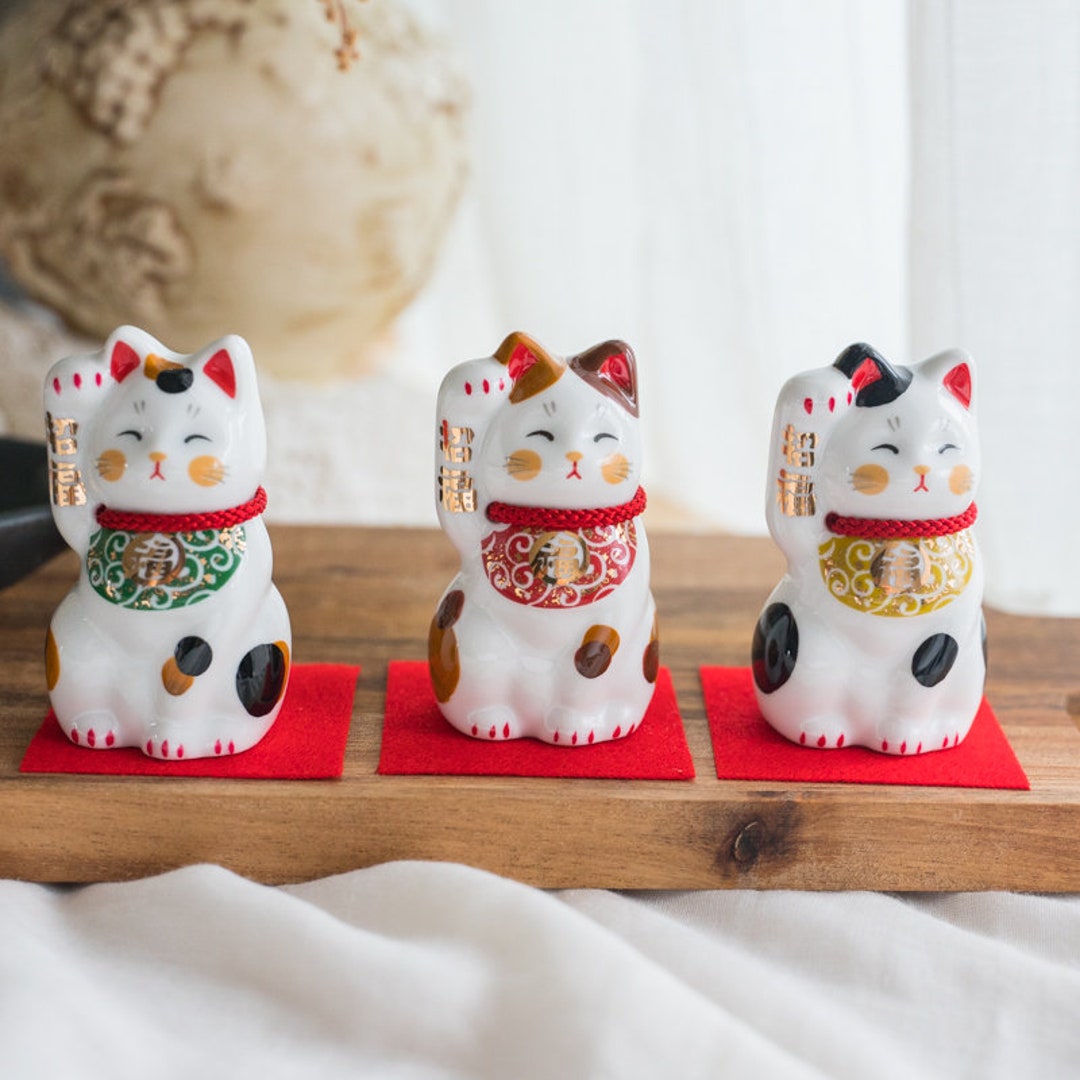 Japanese Cute Lucky Neco Cat Figurine,lucky Money Cat Desktop Ornament ...
